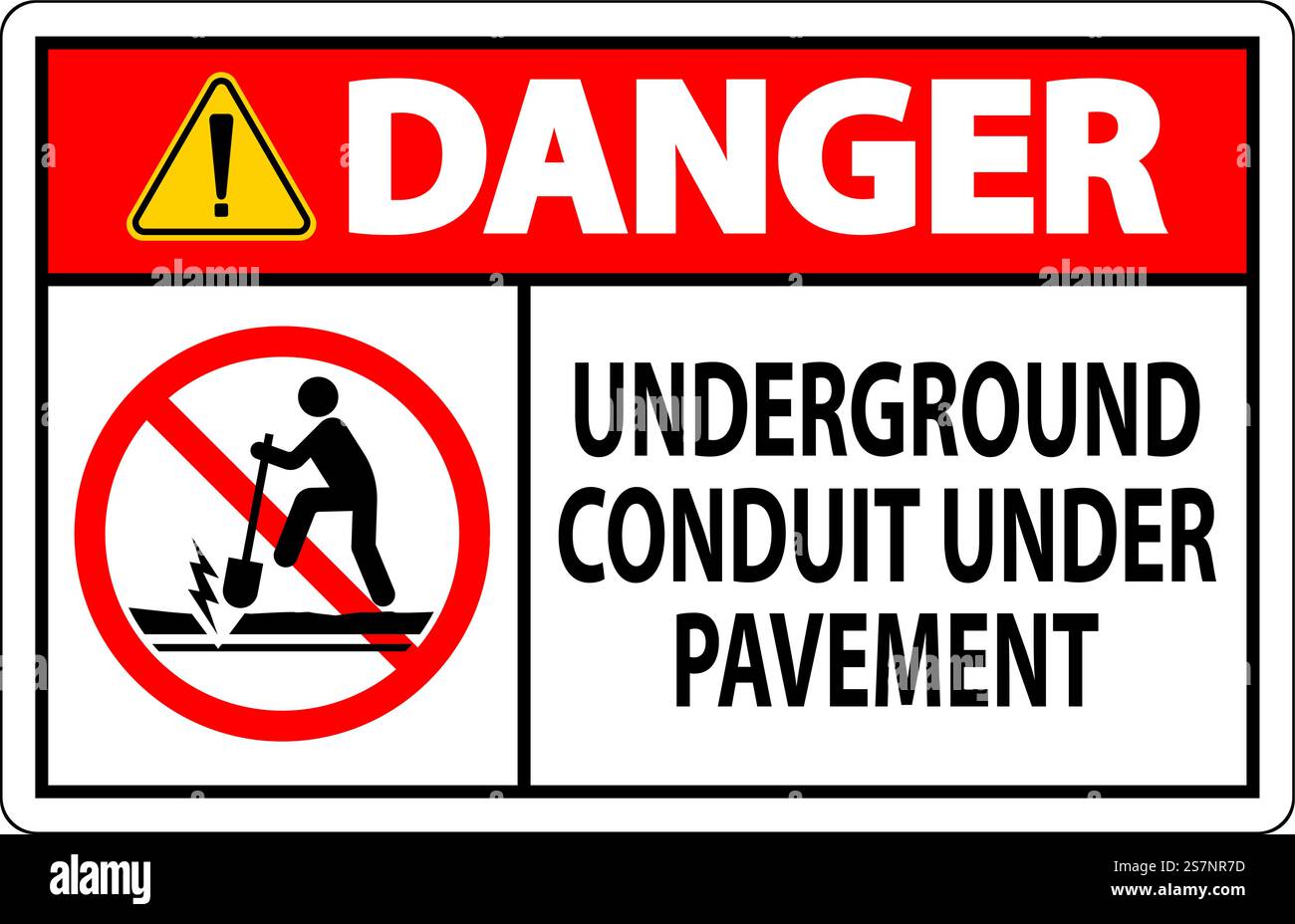 Danger Sign, Underground Conduit Under Pavement Stock Vector Image ...