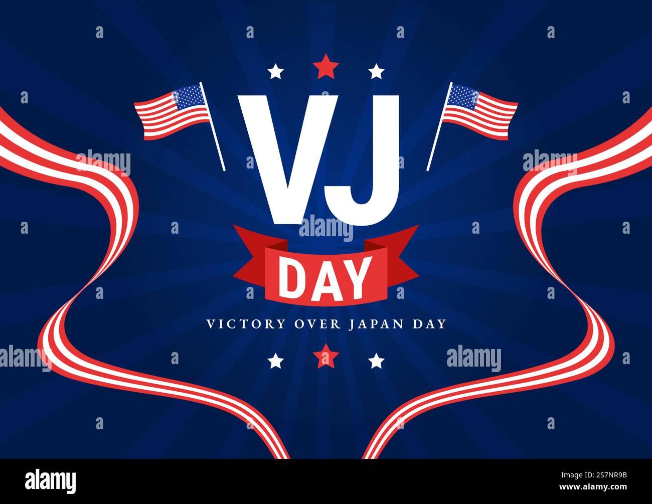 VJ Victory Over Japan Day Celebrate Vector Illustration with United ...