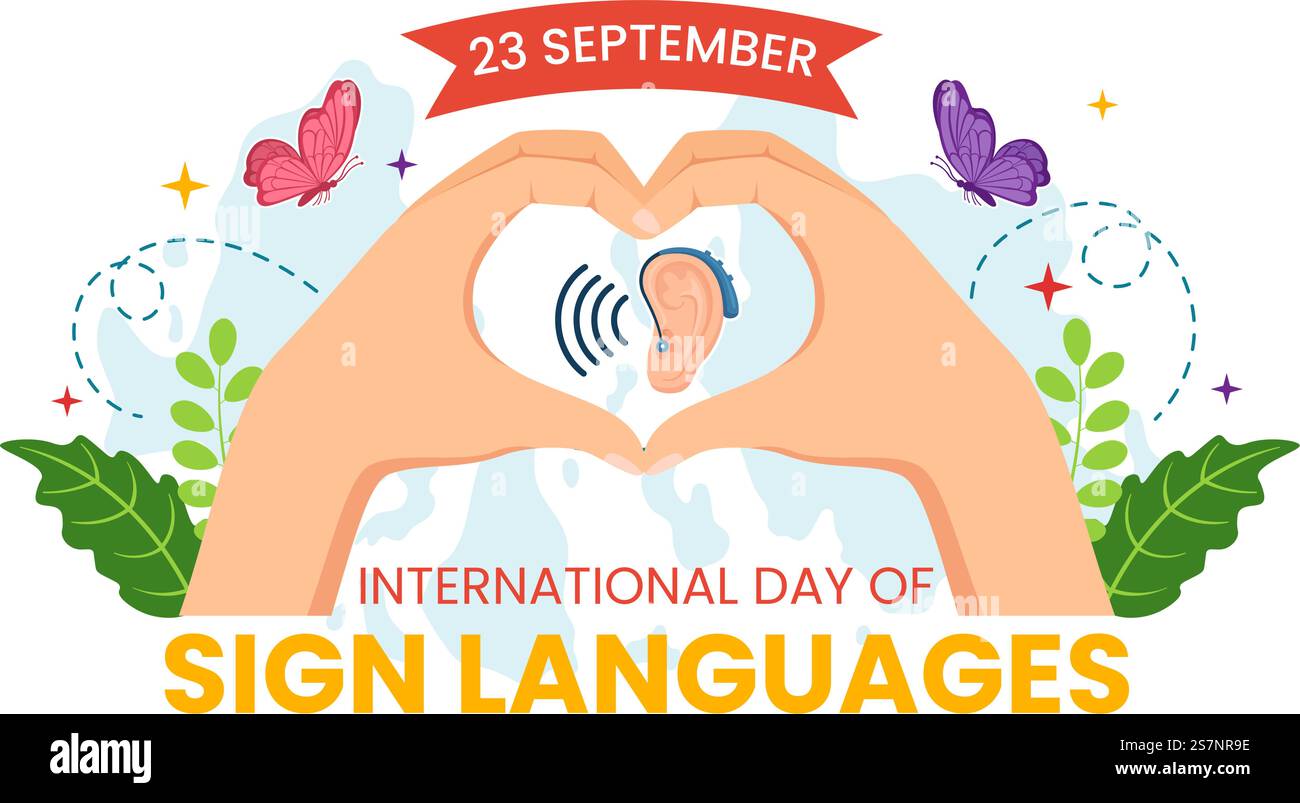 International Day of Sign Languages Vector Illustration with People ...