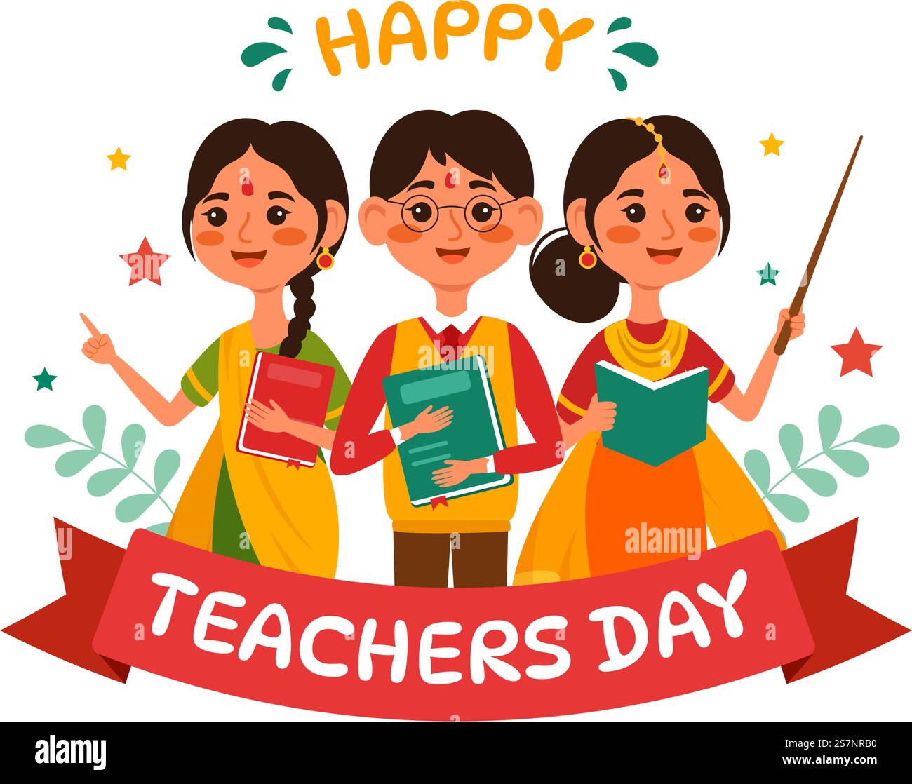 Happy Teacher day in India Vector Illustration with the Teachers Wear ...
