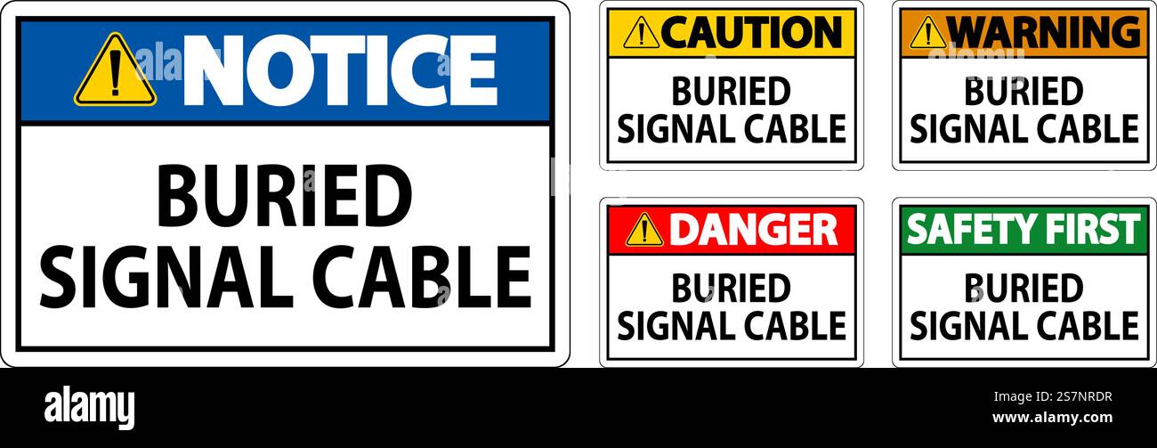 Danger Sign, Buried Signal Cable Sign Stock Vector Image & Art - Alamy