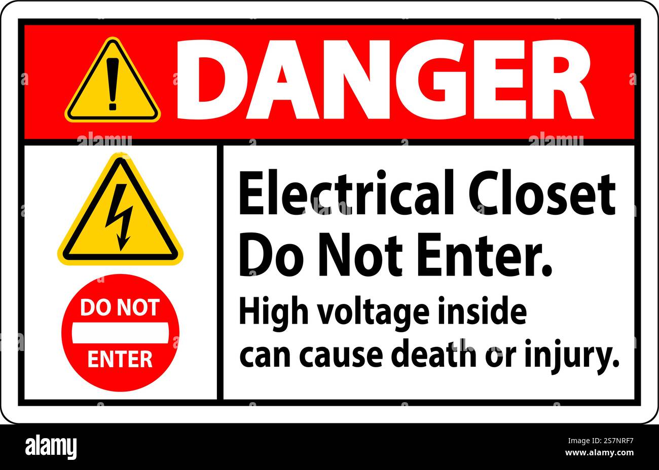 Danger Sign Electrical Closet - Do Not Enter. High Voltage Inside Can ...
