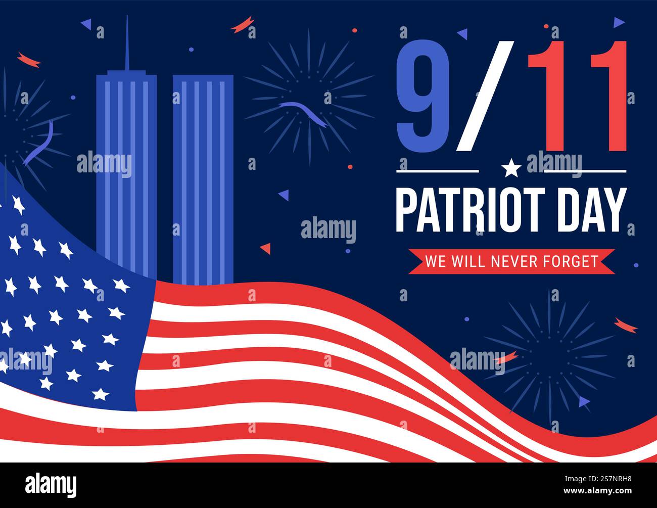 Happy USA Patriot Day Vector Illustration with United States Flag, 911 ...