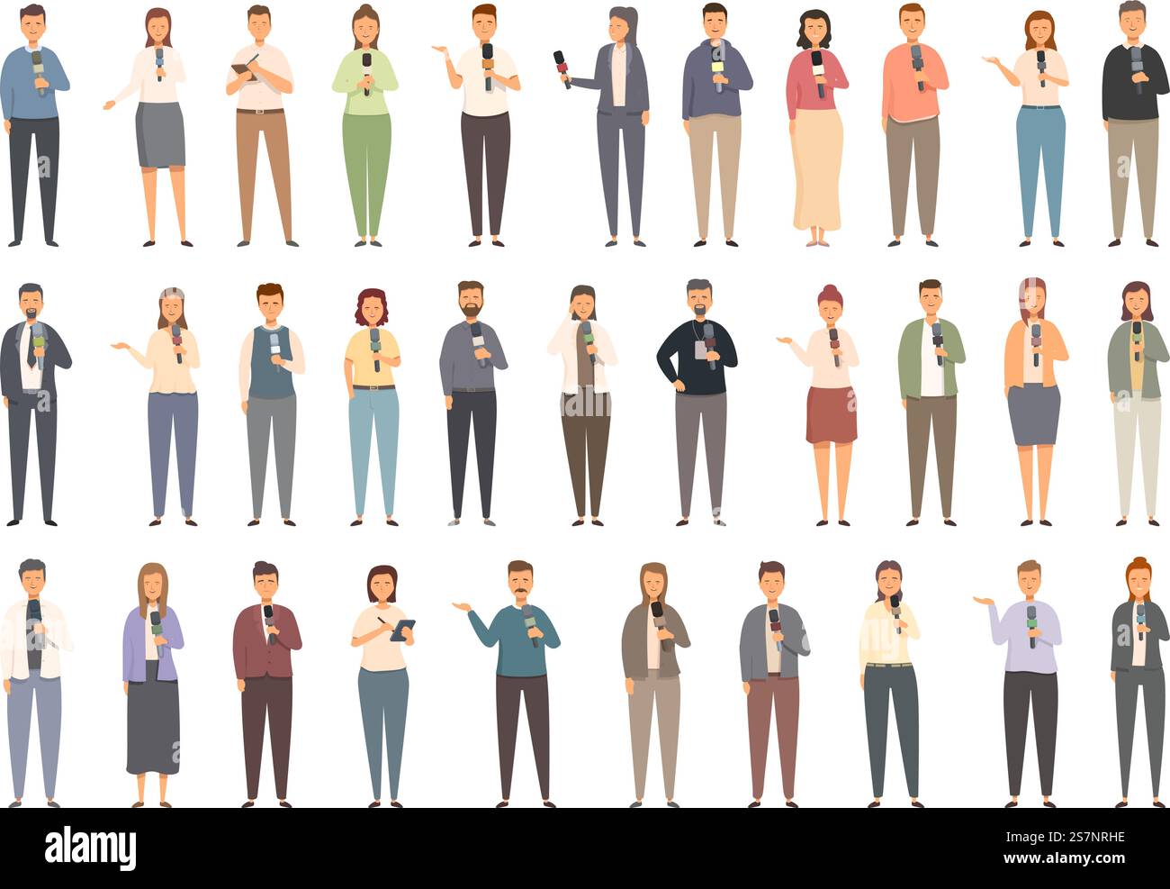 Journalist icons set cartoon vector. Writer author. Person reporter ...