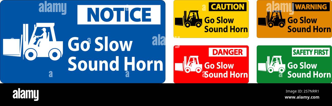 Caution Sign, Go Slow Sound Horn Sign Stock Vector Image & Art - Alamy