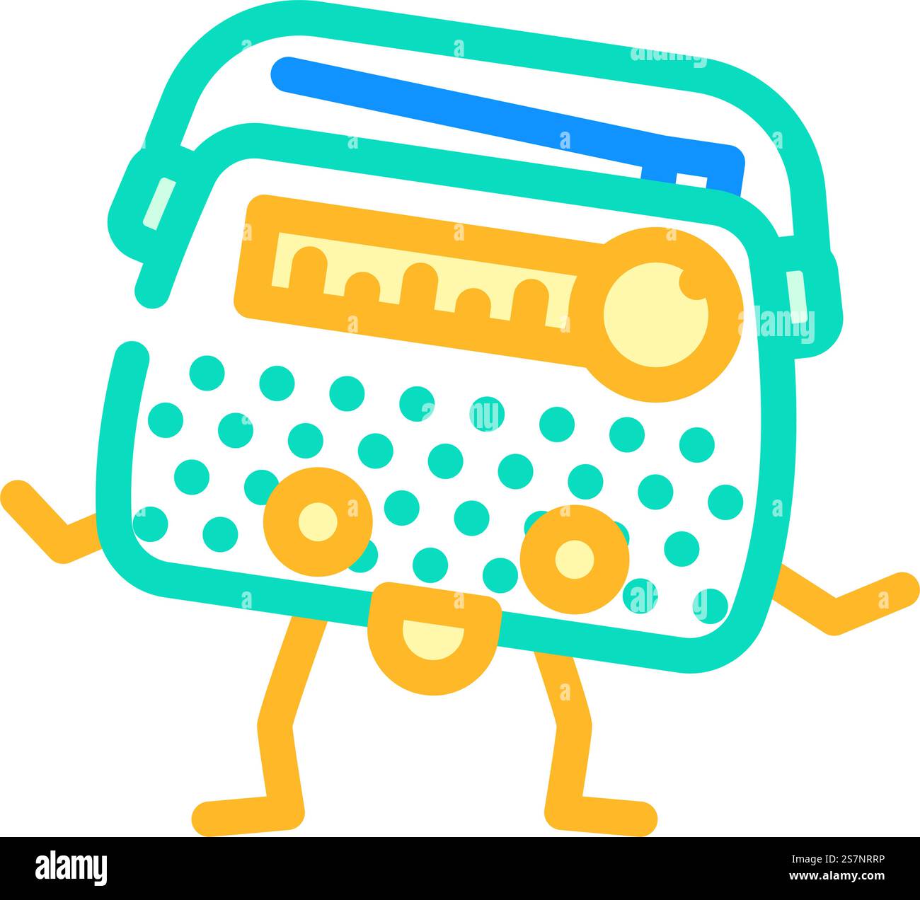 retro radio music character color icon vector. retro radio music ...
