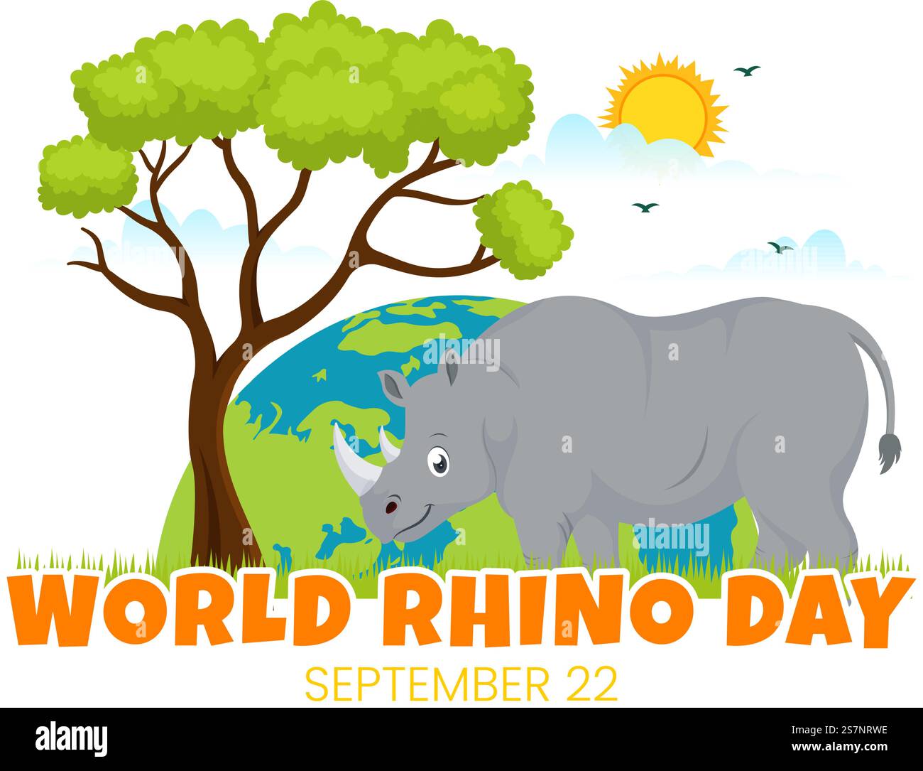 World Rhino Day Vector Illustration on 22 September for Lovers and ...