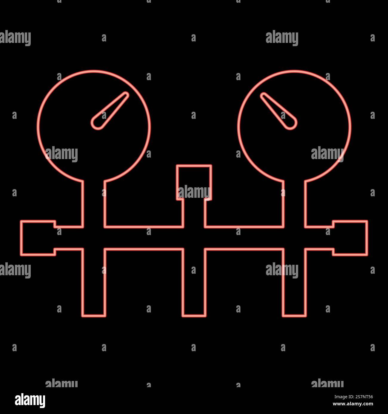 Neon pressure gauge and pipes manometer pressure meter or vacuum gauge ...