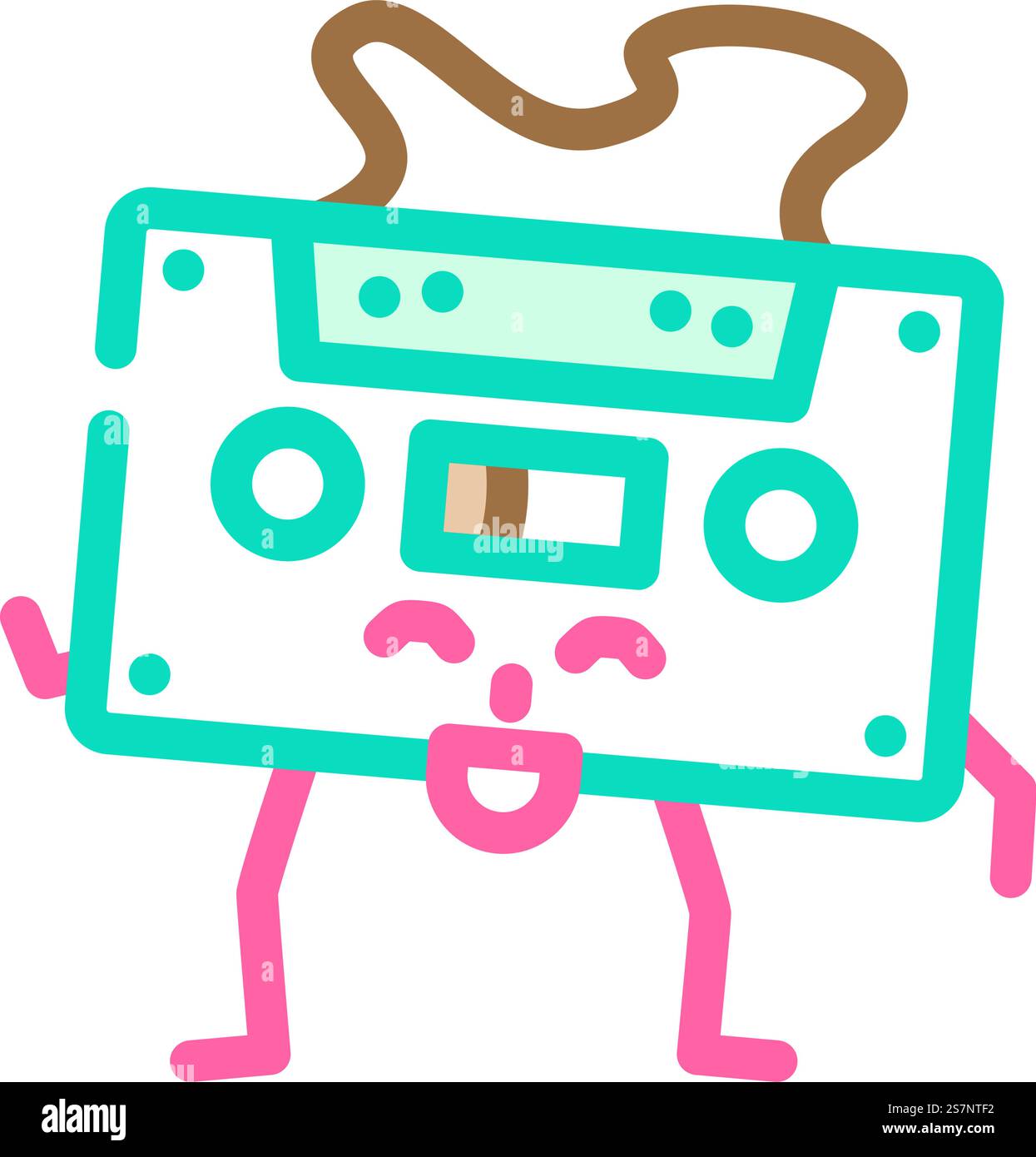 cassette tape retro music character color icon vector. cassette tape ...