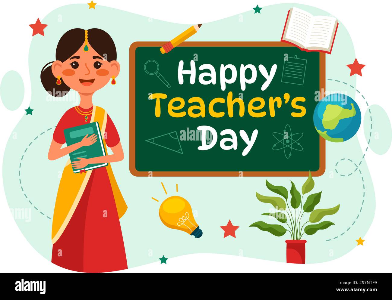Happy Teacher day in India Vector Illustration with the Teachers Wear ...