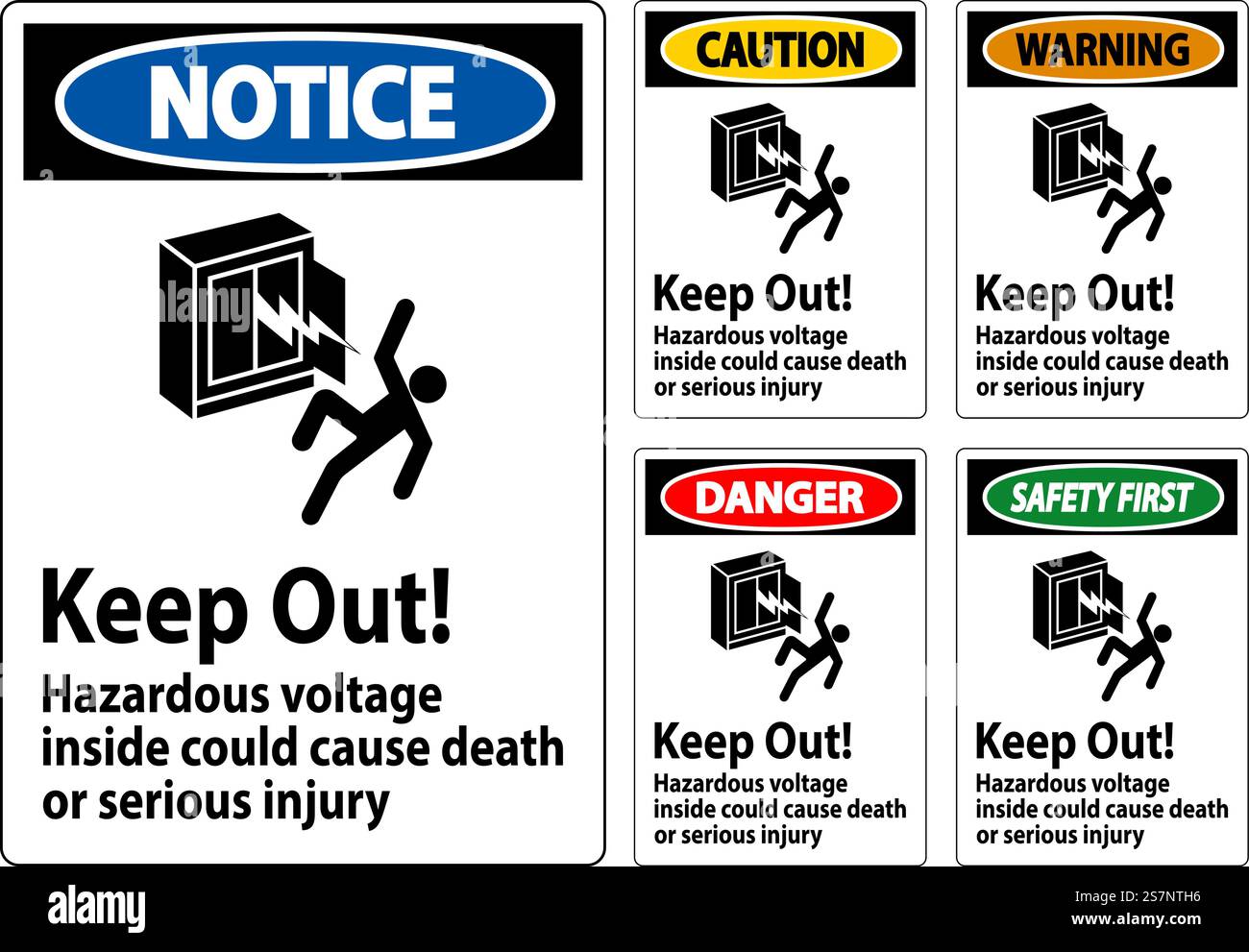 Warning Sign Keep Out Hazardous Voltage Inside, Could Cause Death Or ...