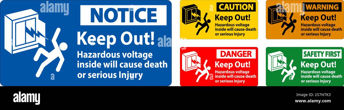 Danger Sign Keep Out! Hazardous Voltage Inside, Will Cause Death Or ...