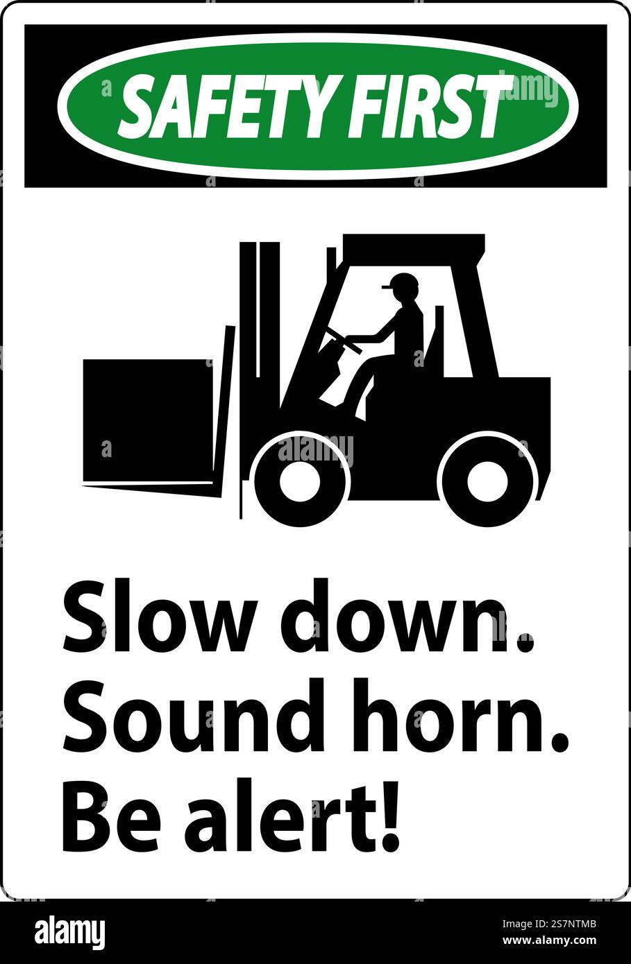 Safety First Label Slow Down Sound Horn Be Alert Stock Vector Image ...