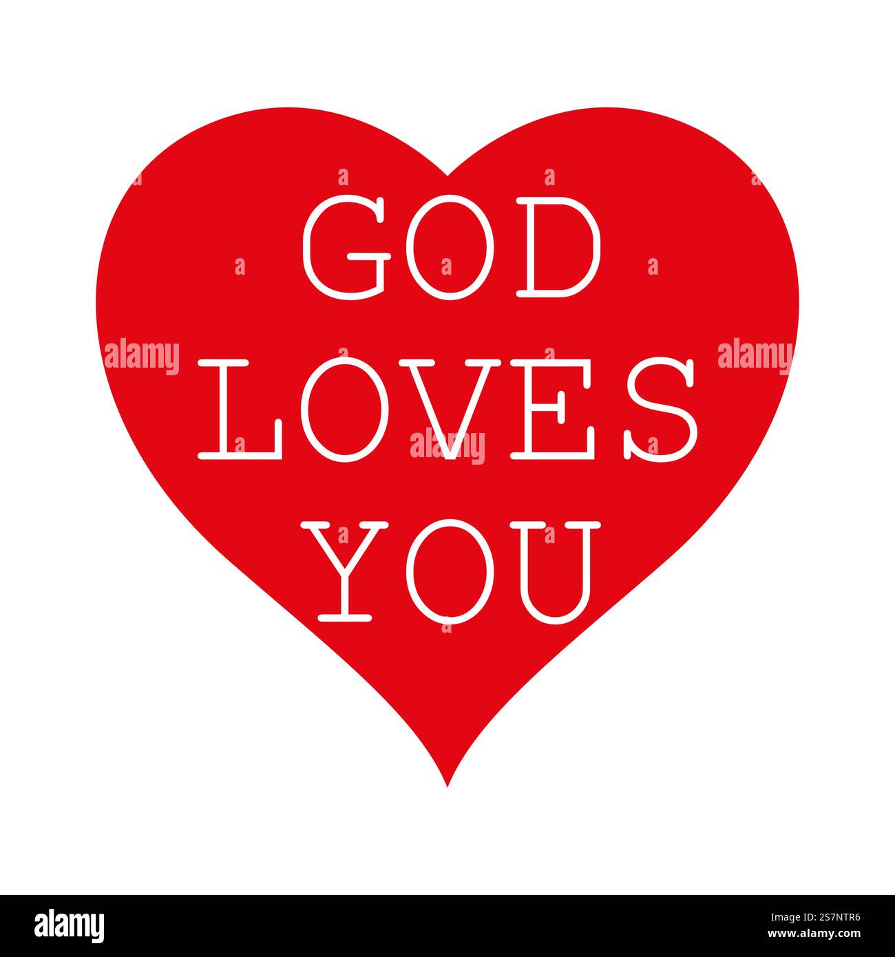 God loves you red heart emblem lettering. Flat vector illustration ...