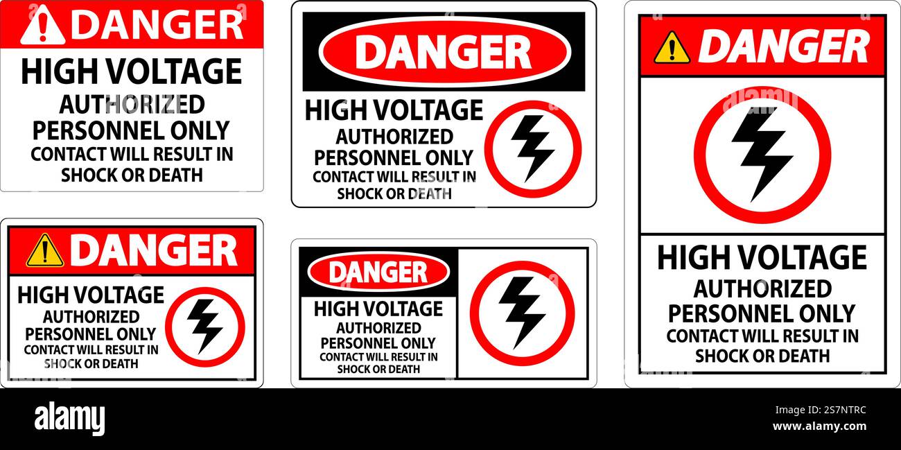 Danger Sign High Voltage, Authorized Personnel Only, Contact Will ...