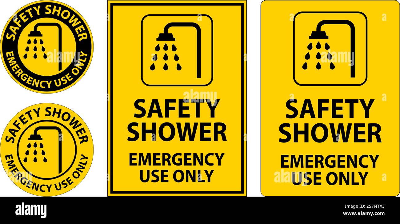 Safety Shower Sign, Safety Shower - Emergency Use Only Stock Vector ...
