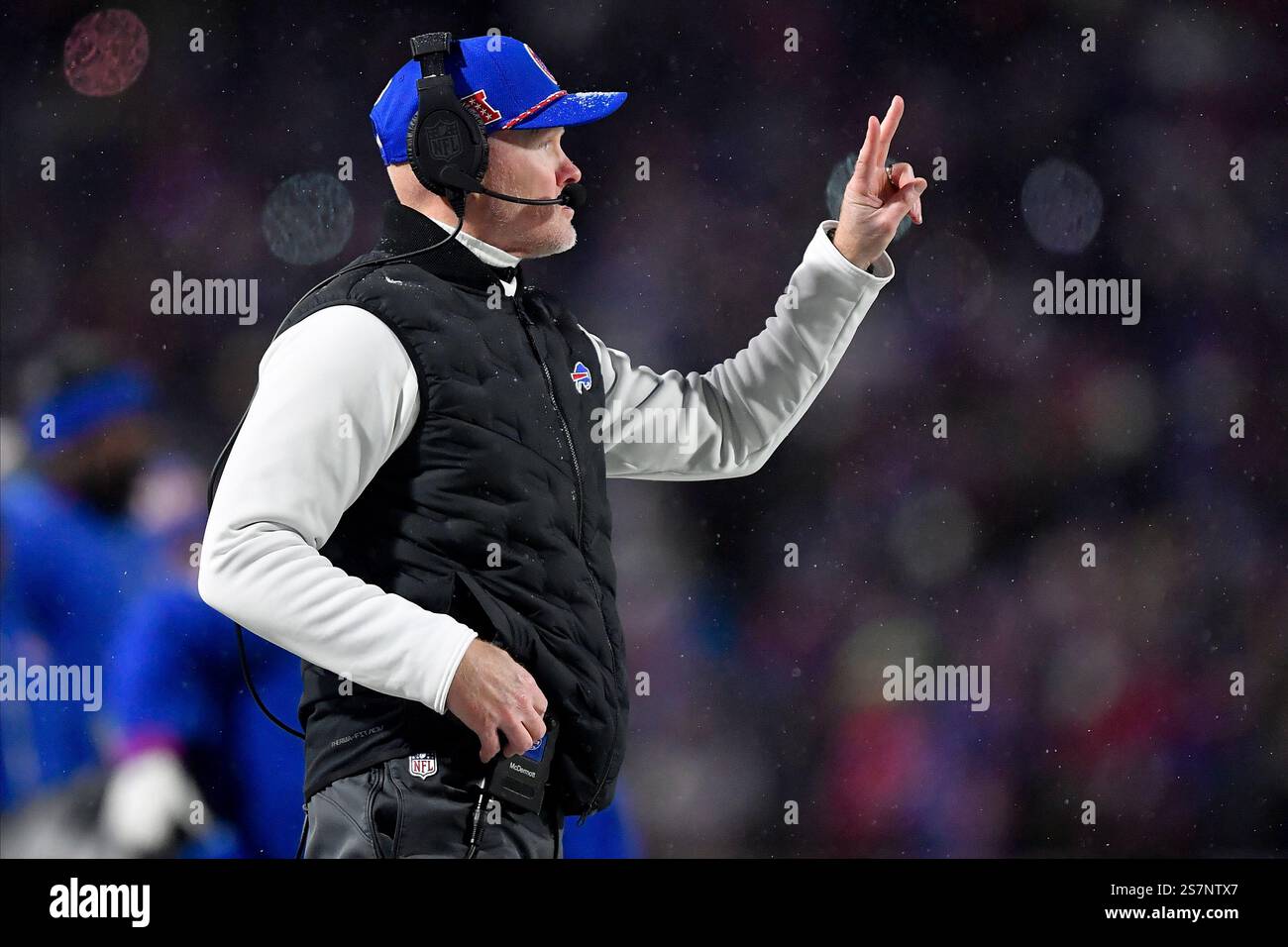 Buffalo Bills head coach Sean McDermott motions during the second half ...