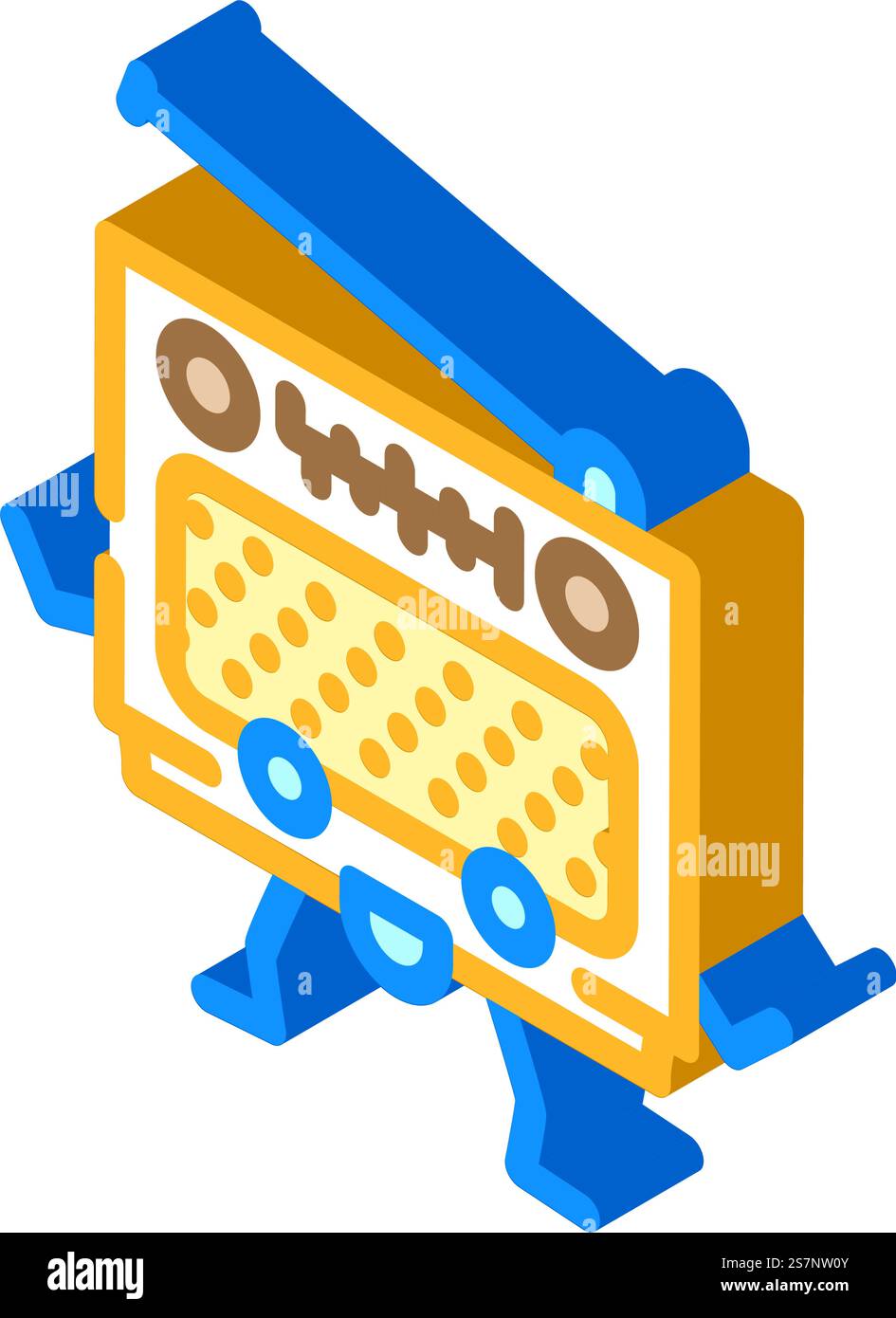 retro radio character music isometric icon vector. retro radio ...