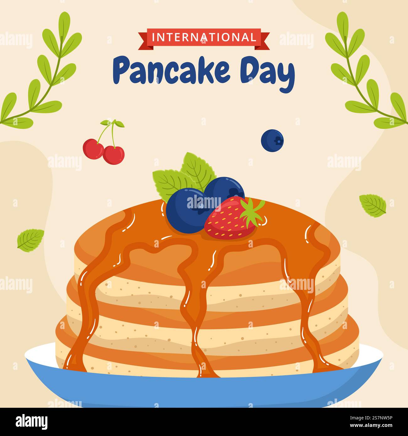 Pancake Day Social Media Illustration Flat Cartoon Hand Drawn Templates ...