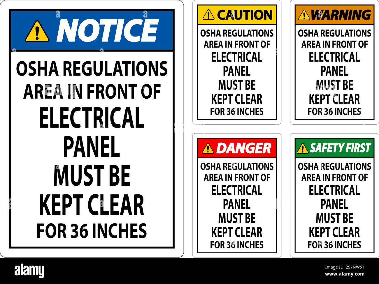 Caution Sign Osha Regulations - Area In Front Of Electrical Panel Must ...