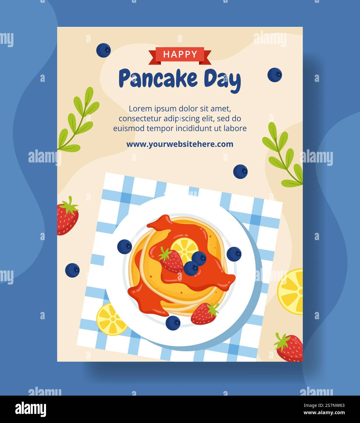 Pancake Day Vertical Poster Flat Cartoon Hand Drawn Templates ...
