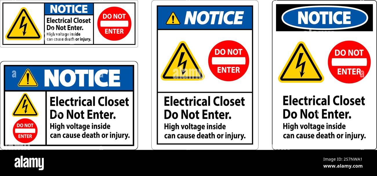 Notice Sign Electrical Closet - Do Not Enter. High Voltage Inside Can ...