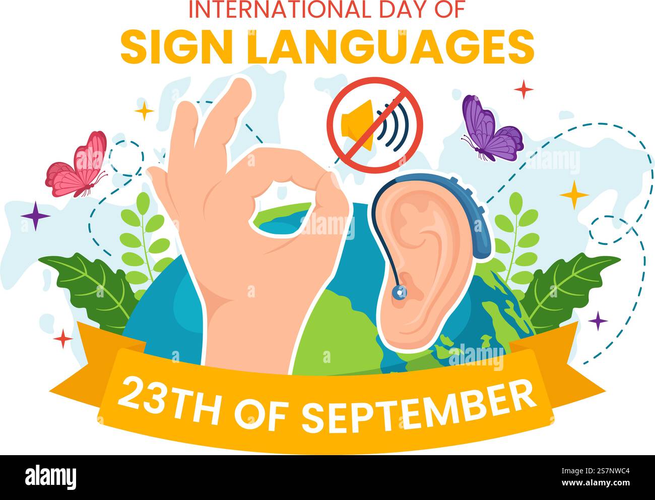 International Day of Sign Languages Vector Illustration with People ...