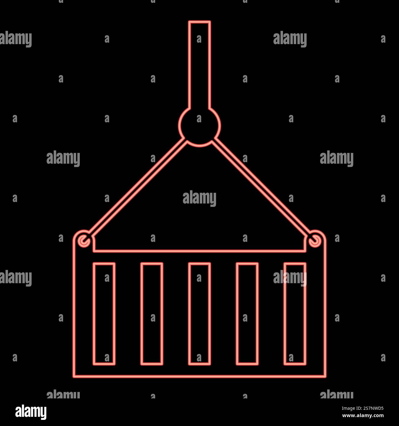 Neon port container on cable pulley freight export import shipping ...