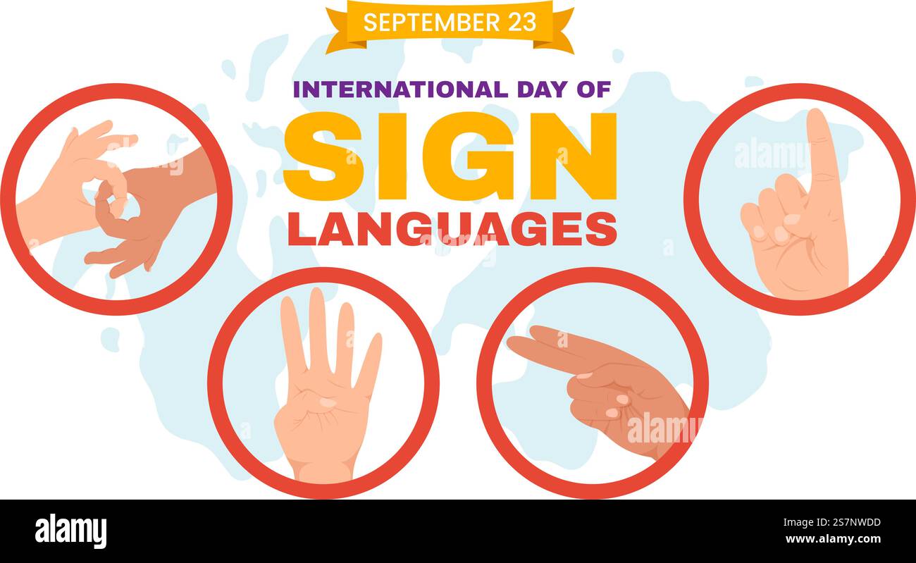 International Day of Sign Languages Vector Illustration with People ...