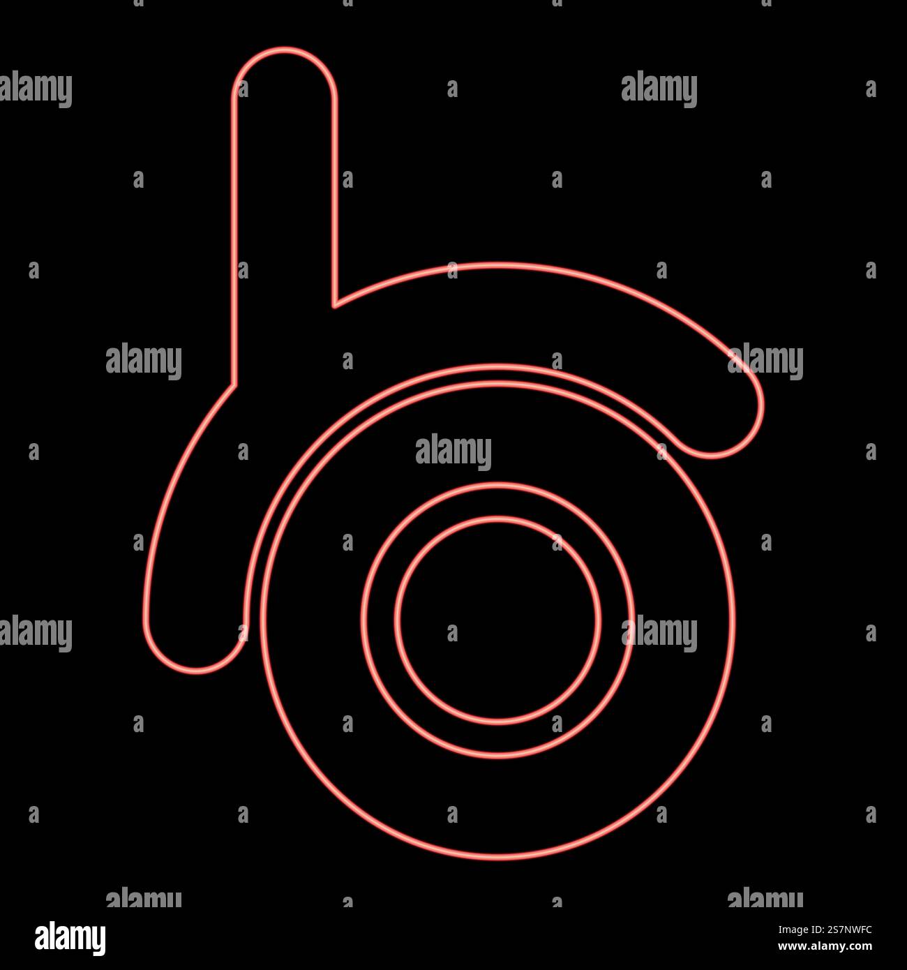 Neon caster wheel for furniture red color vector illustration image ...