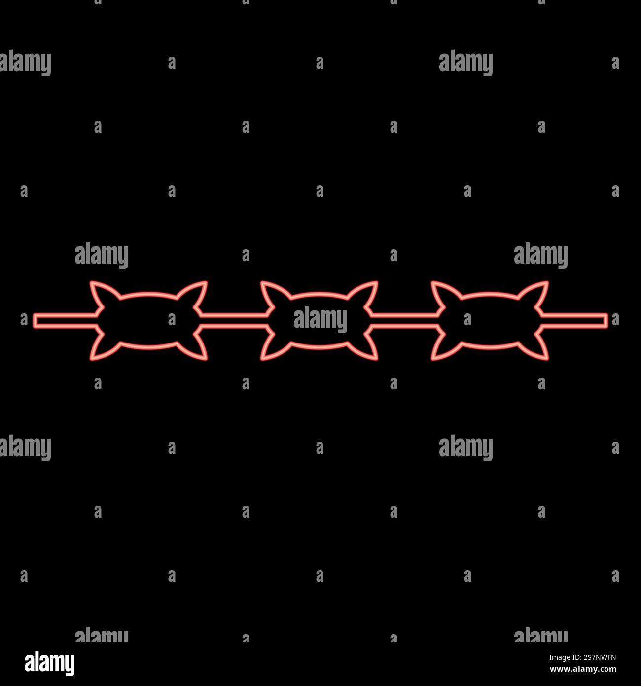 Neon barbed wire prison concept red color vector illustration image ...