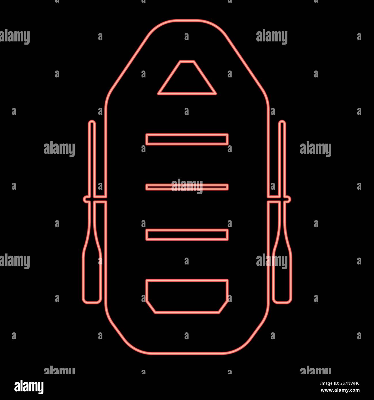 Neon inflatable boat with paddles oars water travel sport river ship ...