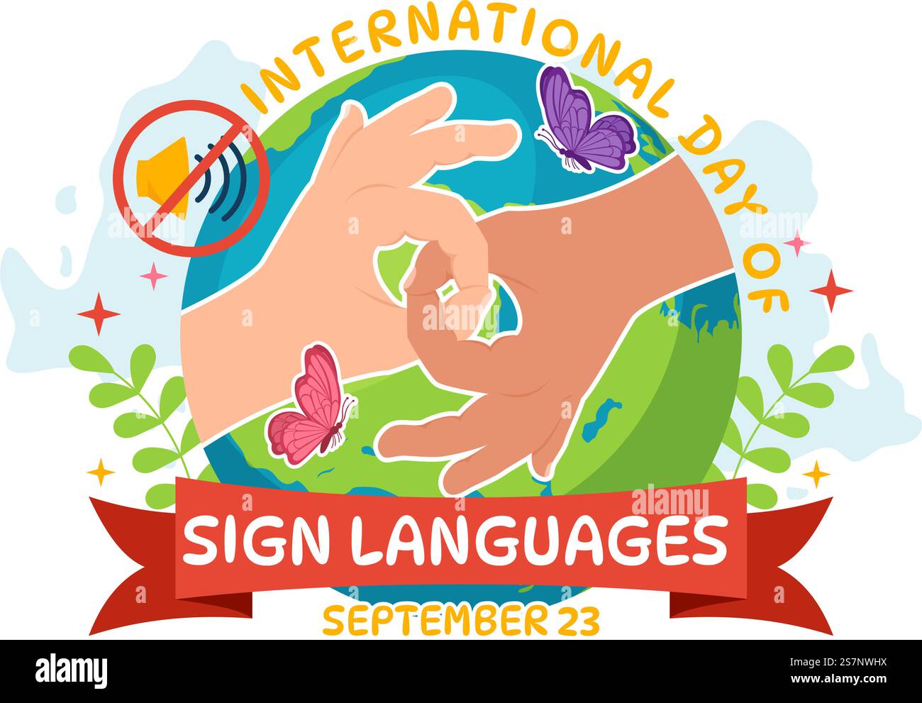International Day of Sign Languages Vector Illustration with People ...