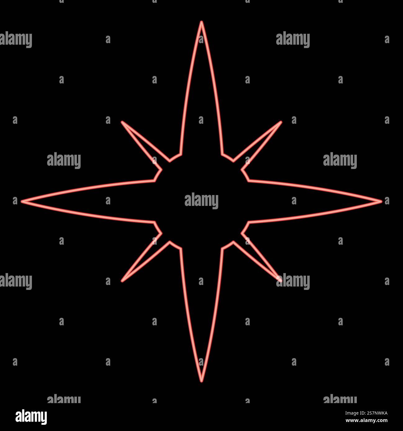 Neon star spark red color vector illustration image flat style light ...