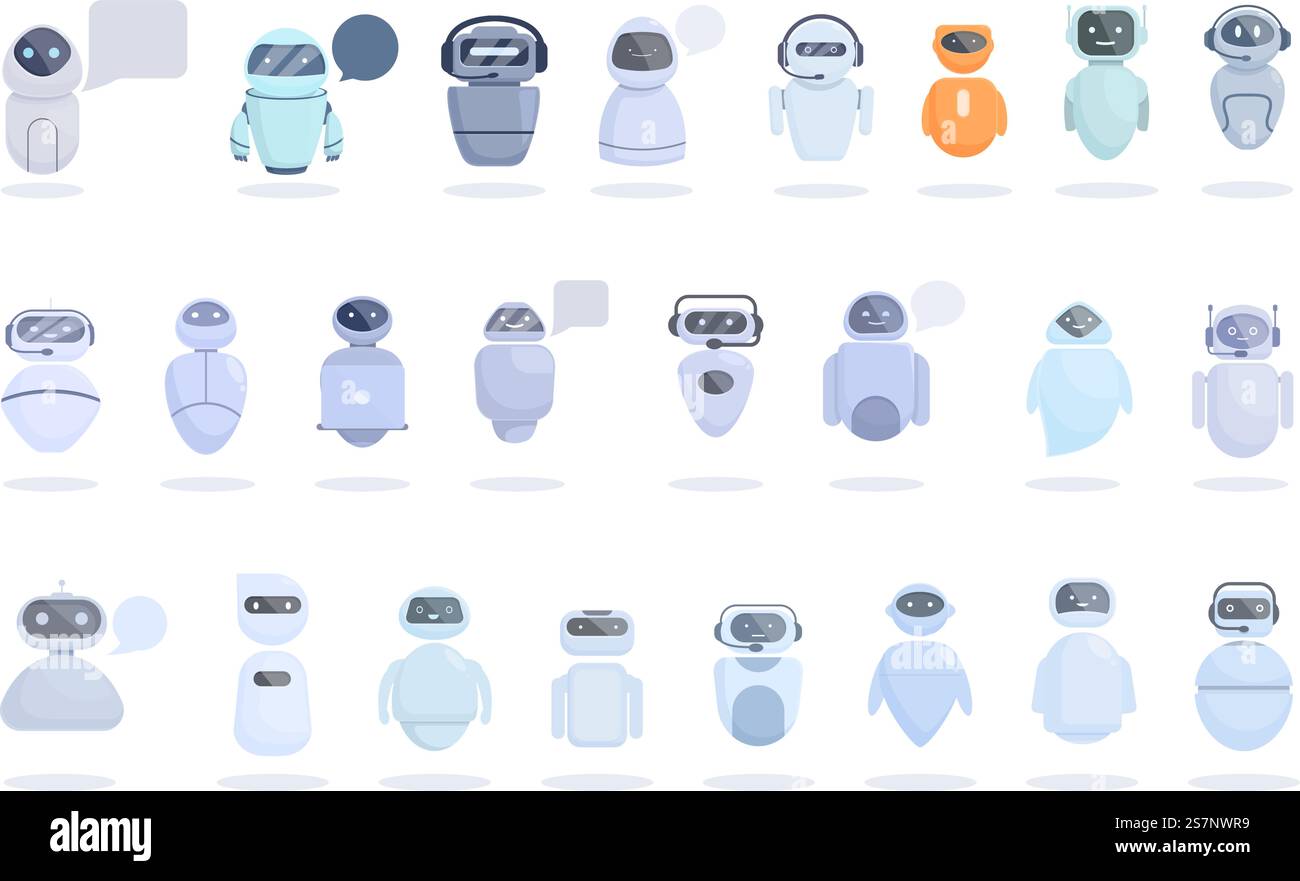 Customer service chatbot icons set cartoon vector. Digital Ai. Support ...
