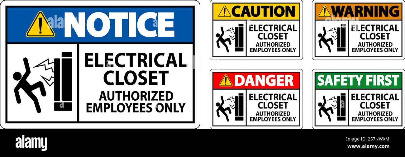 Warning Sign Electrical Closet - Authorized Employees Only Stock Vector ...