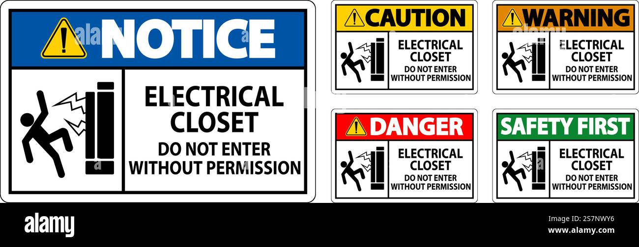Warning Sign Electrical Closet - Do Not Enter Without Permission Stock Vector Image & Art - Alamy
