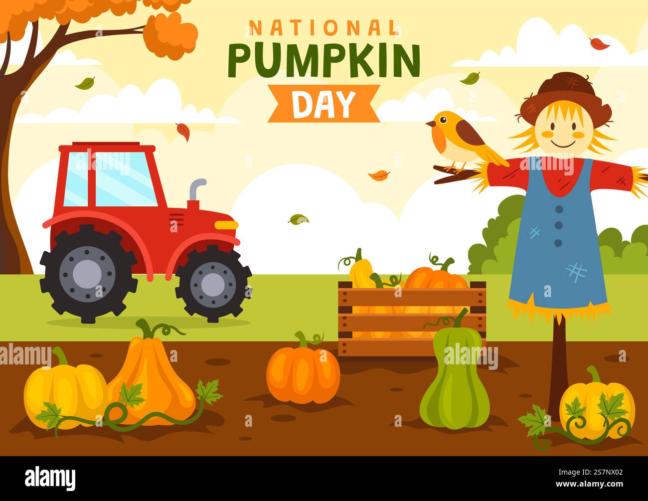 National Pumpkin Day Vector Illustration on 26 October with Cute ...