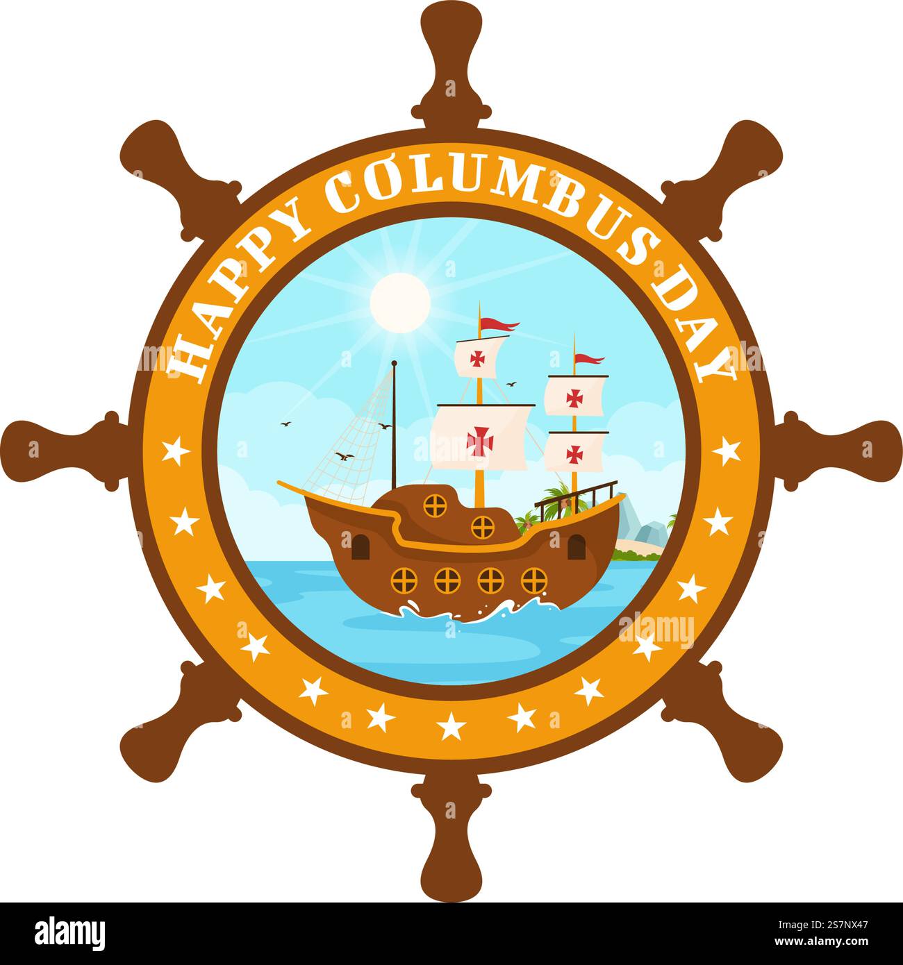 Happy Columbus Day Vector Illustration of National Usa Holiday with ...