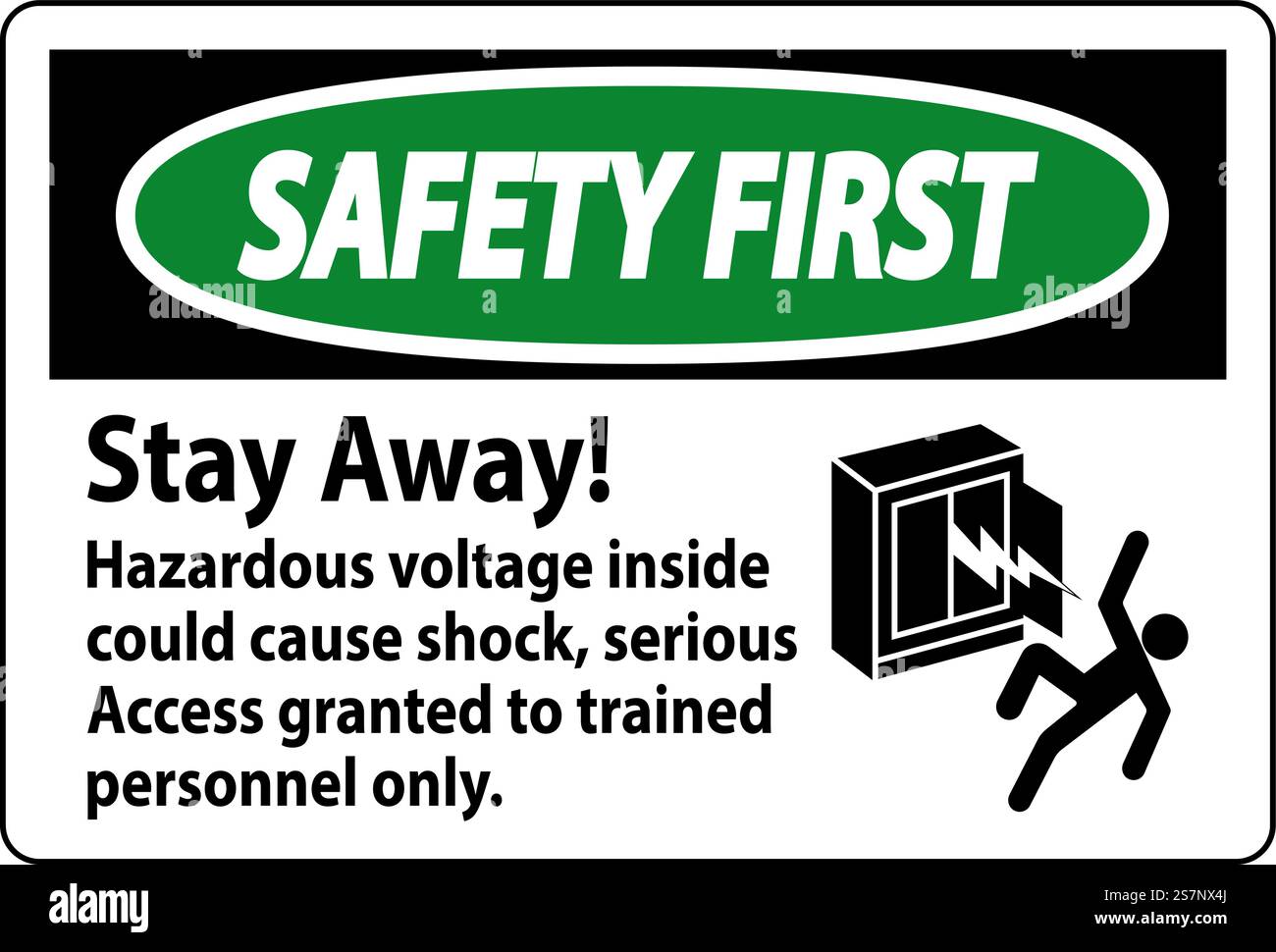 Safety First Sign Stay Away! Hazardous Voltage Inside Could Cause Shock ...