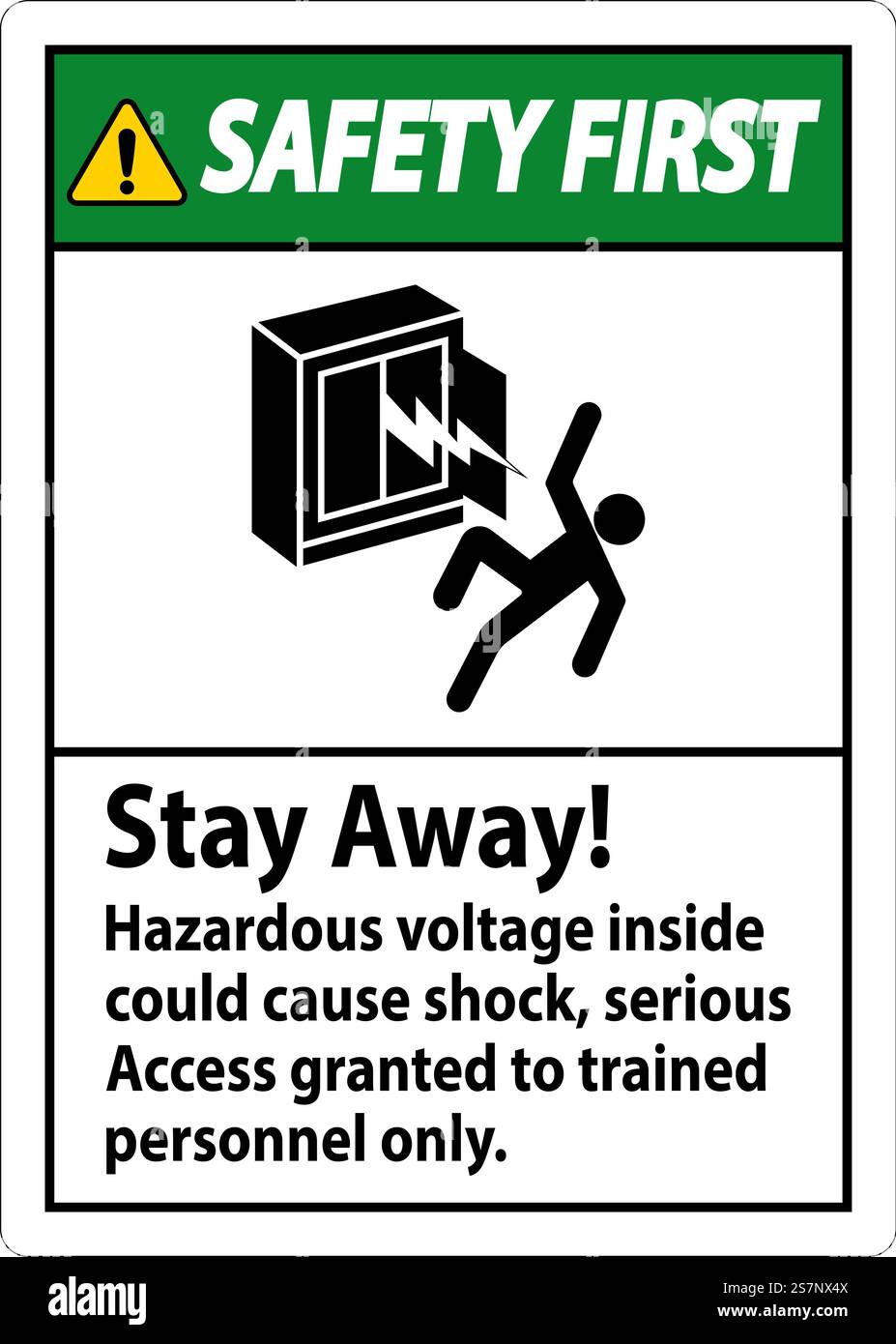 Safety First Sign Stay Away! Hazardous Voltage Inside Could Cause Shock ...