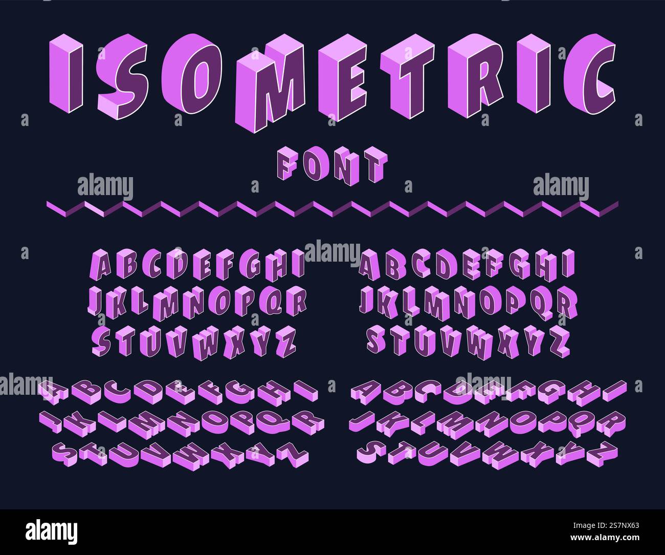 Isometric alphabet. 3D projection font. Uppercase letters and numbers ...