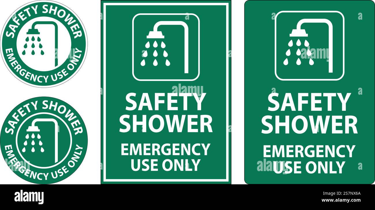 Safety Shower Sign, Safety Shower - Emergency Use Only Stock Vector ...