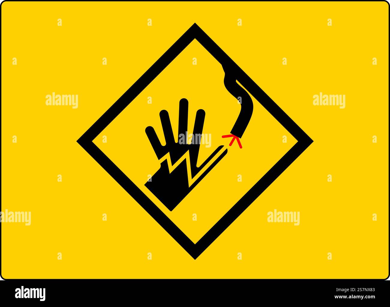 High Voltage Warning Sign Electrical Symbol Hand Shock Stock Vector ...