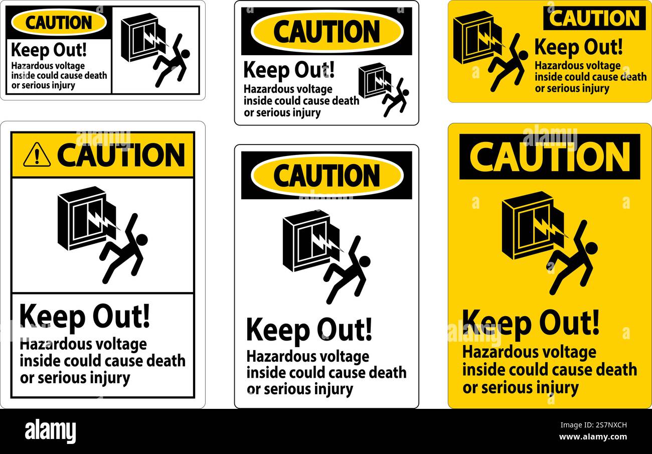 Caution Sign Keep Out Hazardous Voltage Inside, Could Cause Death Or ...