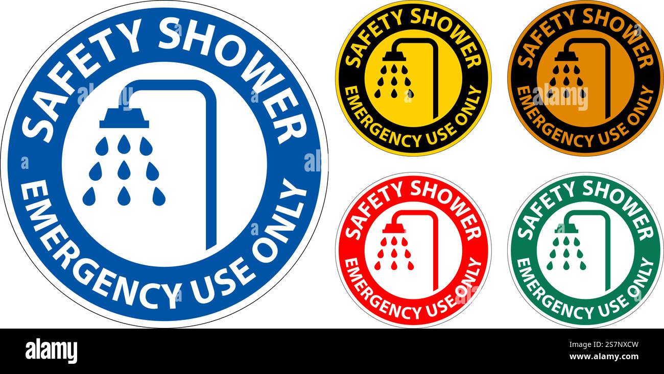 Safety Shower Sign, Safety Shower - Emergency Use Only Stock Vector ...