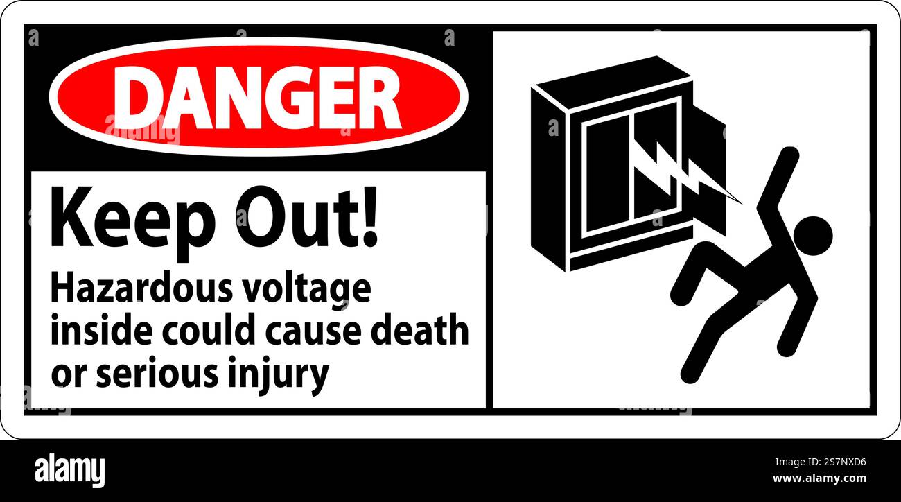 Danger Sign Keep Out Hazardous Voltage Inside, Could Cause Death Or ...