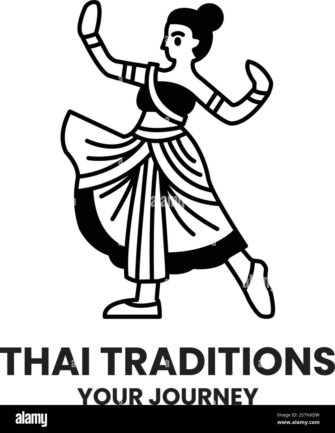 An illustration in the concept of Thai dancer in line style Stock ...