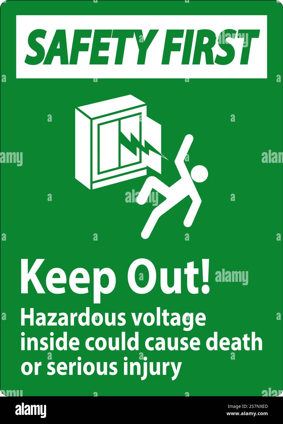 Safety First Sign Keep Out Hazardous Voltage Inside, Could Cause Death ...