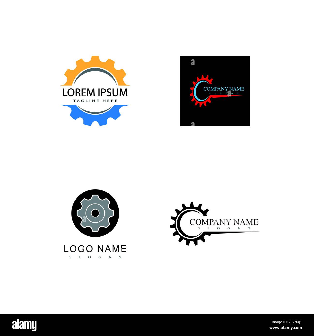 Gear illustration logo icon vector flat design template and symbol ...